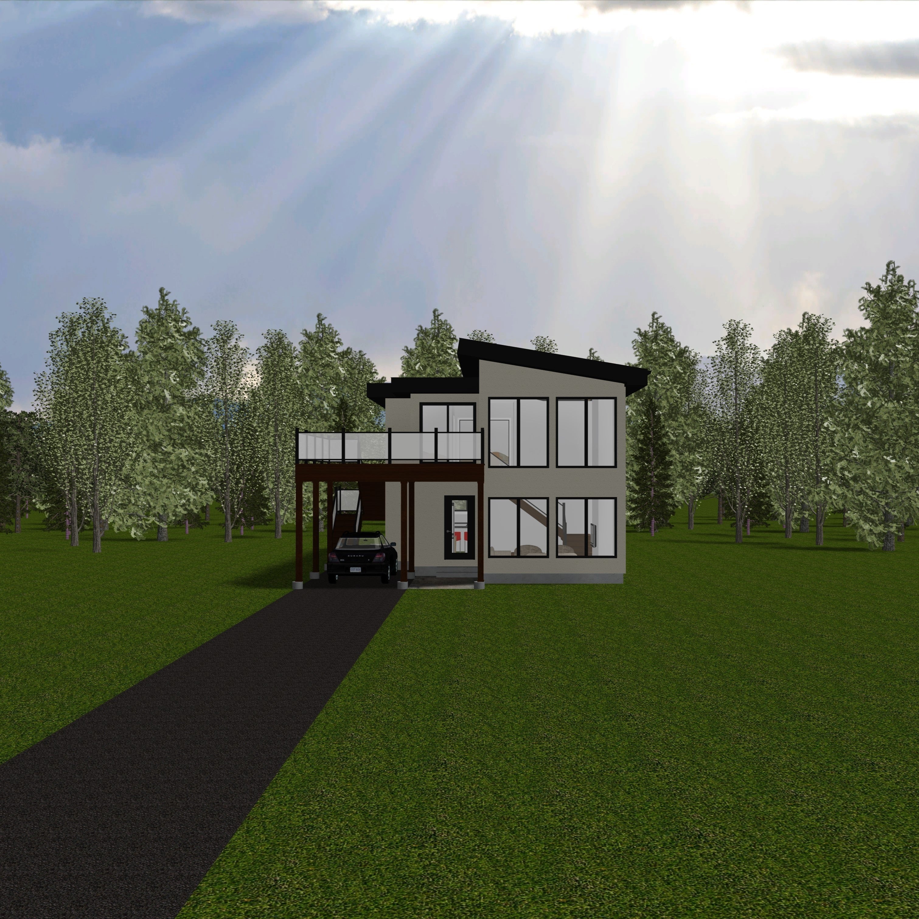Plan #21-0403 | 2 Storey, Modern House, Carport, 3 bedroom, 2 bathroom ...