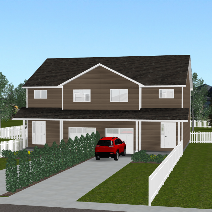 Plan #21-0201 | 2 Storey, Duplex, Attached Garage, 3 bedroom, 2.5 bath ...